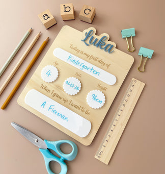 Personalised First day of School Board - Slate Blue – Luma Light